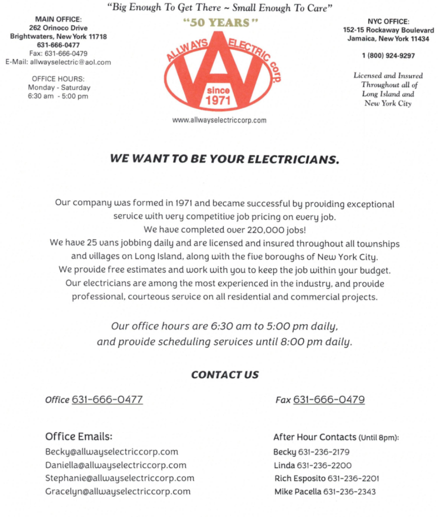 Say Goodbye to Electrical Worries with Allways Electric Corp in Long ...